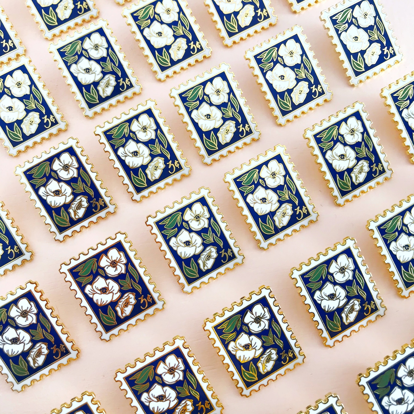 Anemone Postage Stamp Enamel Pin / Lapel Pin / Floral Stamp / - Etsy