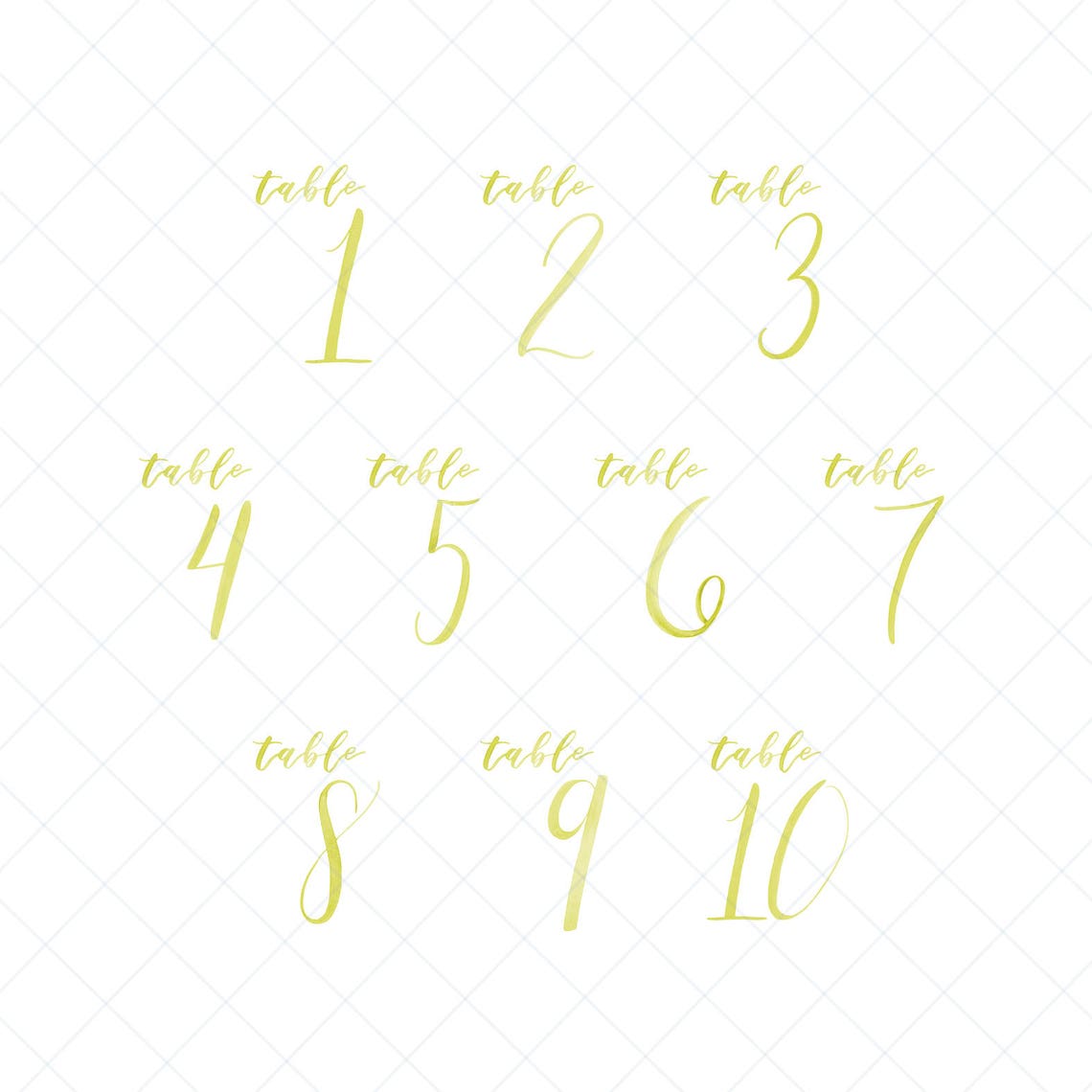 Watercolor Wedding Table Numbers YELLOW // table Cards // Watercolor ...