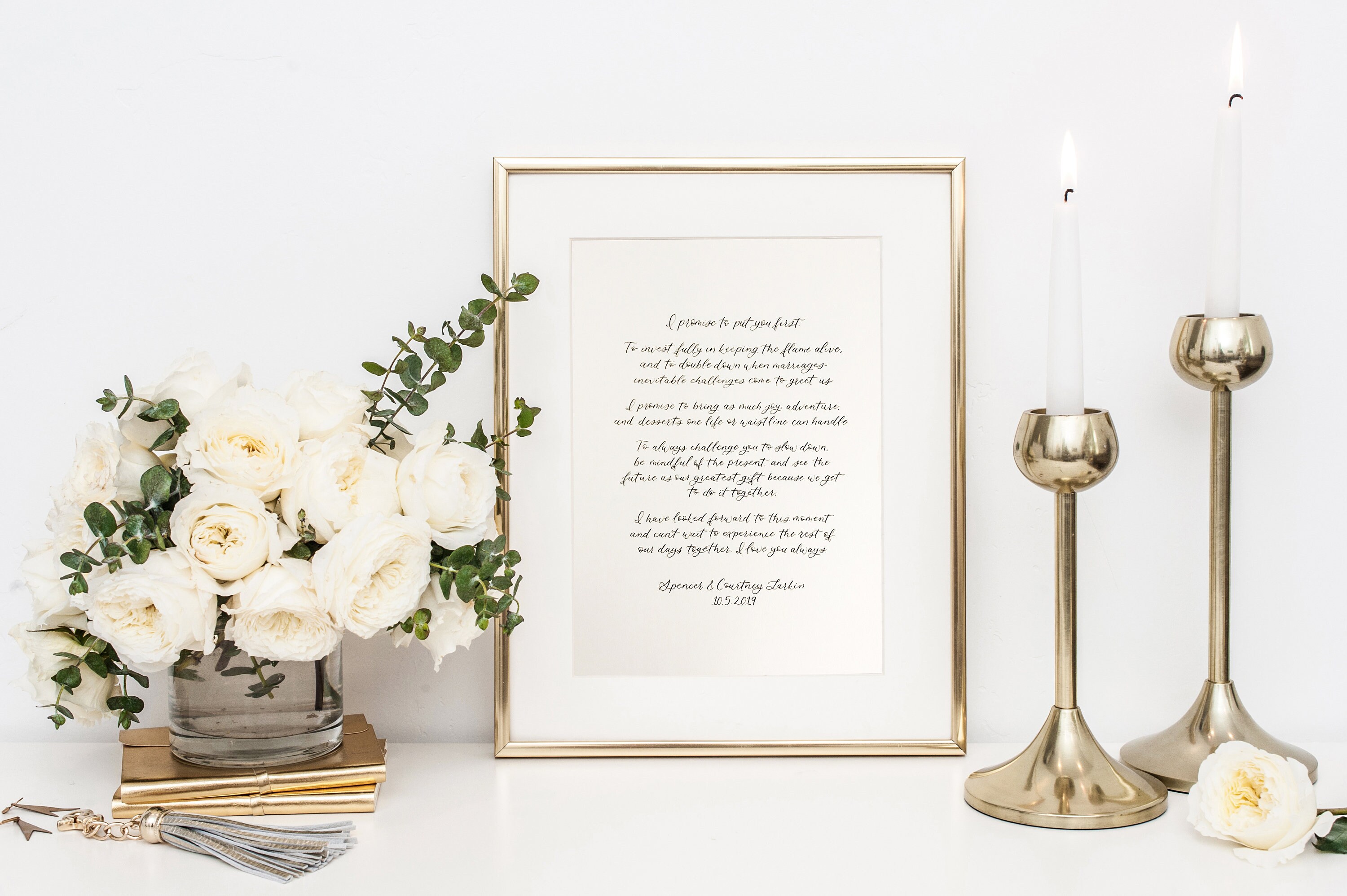 SINGLE Custom Calligraphy Vow // hand Lettered Poem / Personalized Poem ...