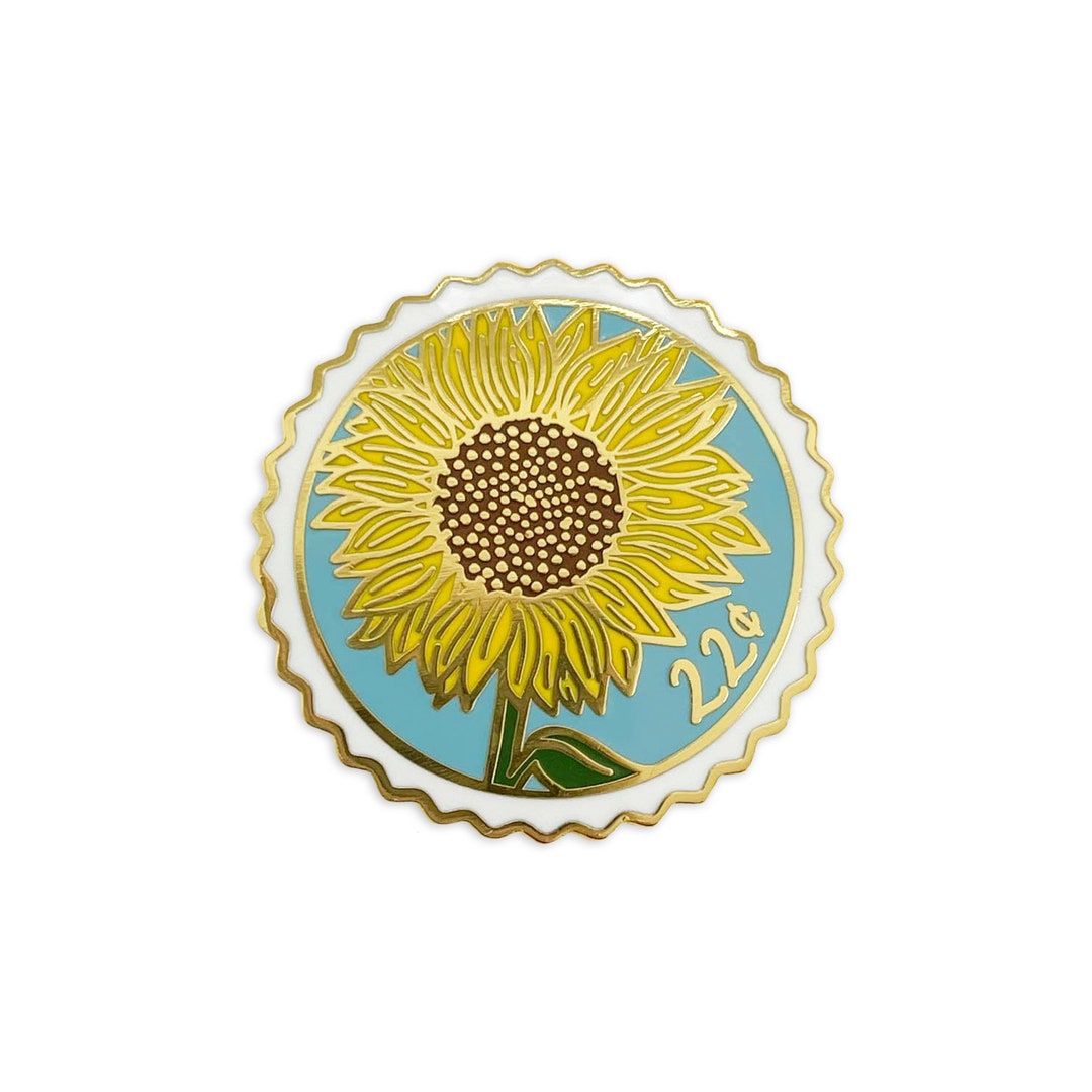 Sunflower Postage Stamp Enamel Pin // Flower Pin / Lapel Pin / Postage ...