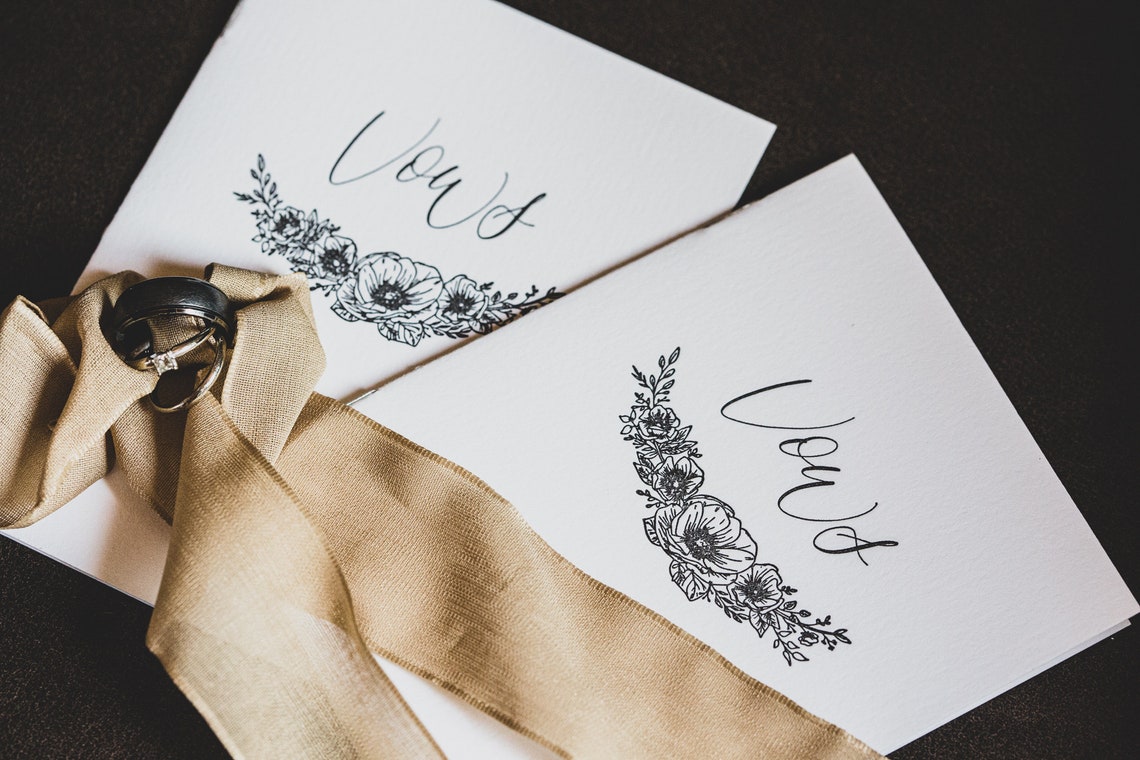 Letterpress Vow Books Set of 2 // calligraphy Vow Book // Personalized ...