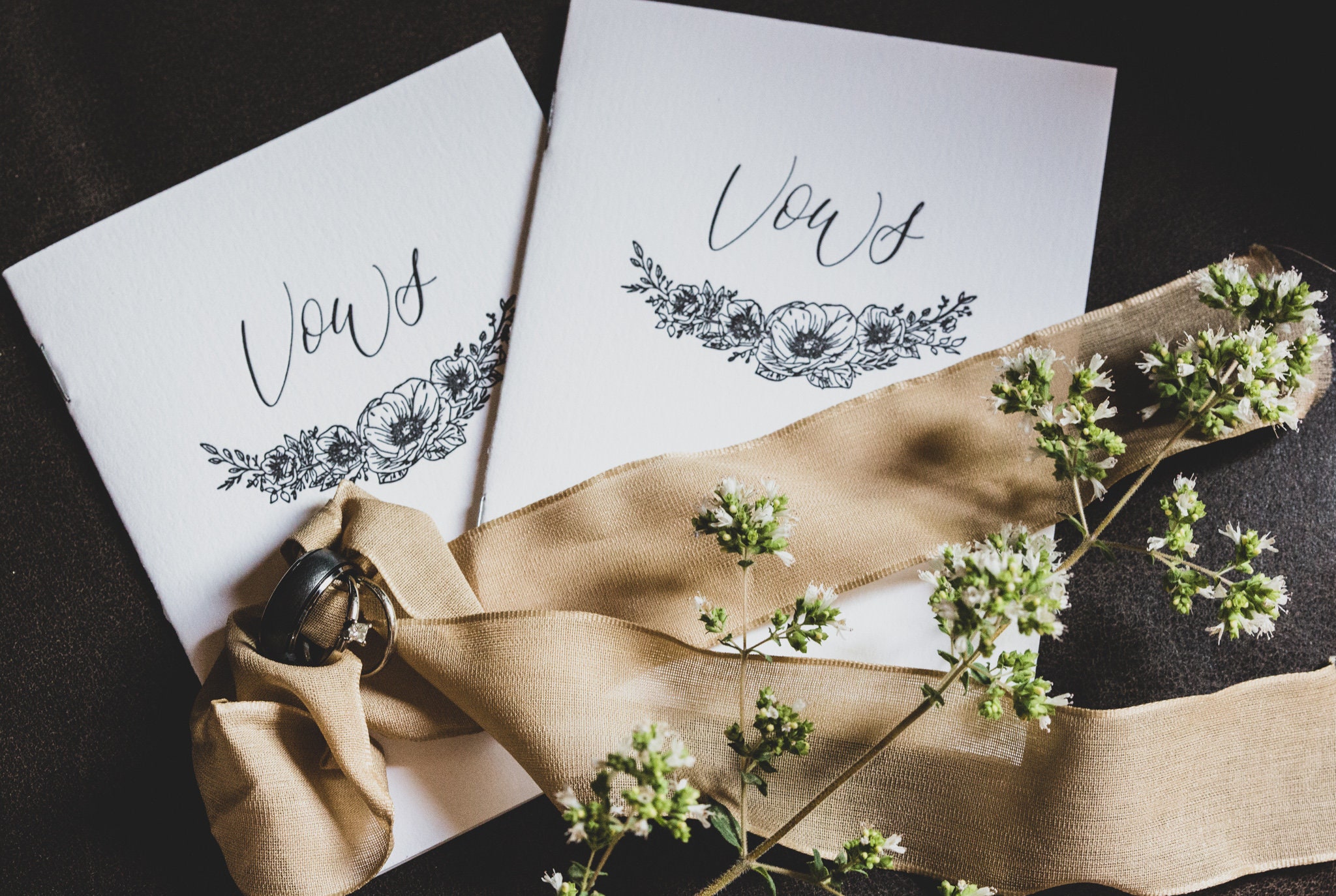 Letterpress Vow Books Set of 2 // calligraphy Vow Book // Personalized ...