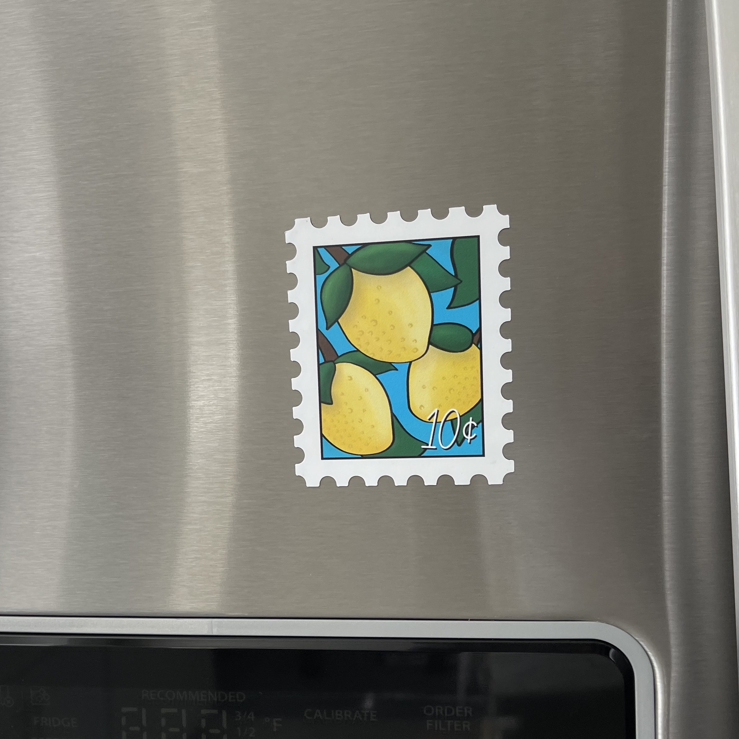 Lemon Postage Stamp Magnet // Lemon Stamp / Lemons Sticker / | Etsy