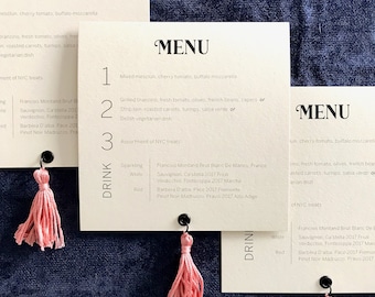 Half Moon Tassel Menus //wedding Menu // Mid-century // Reception Menu ...