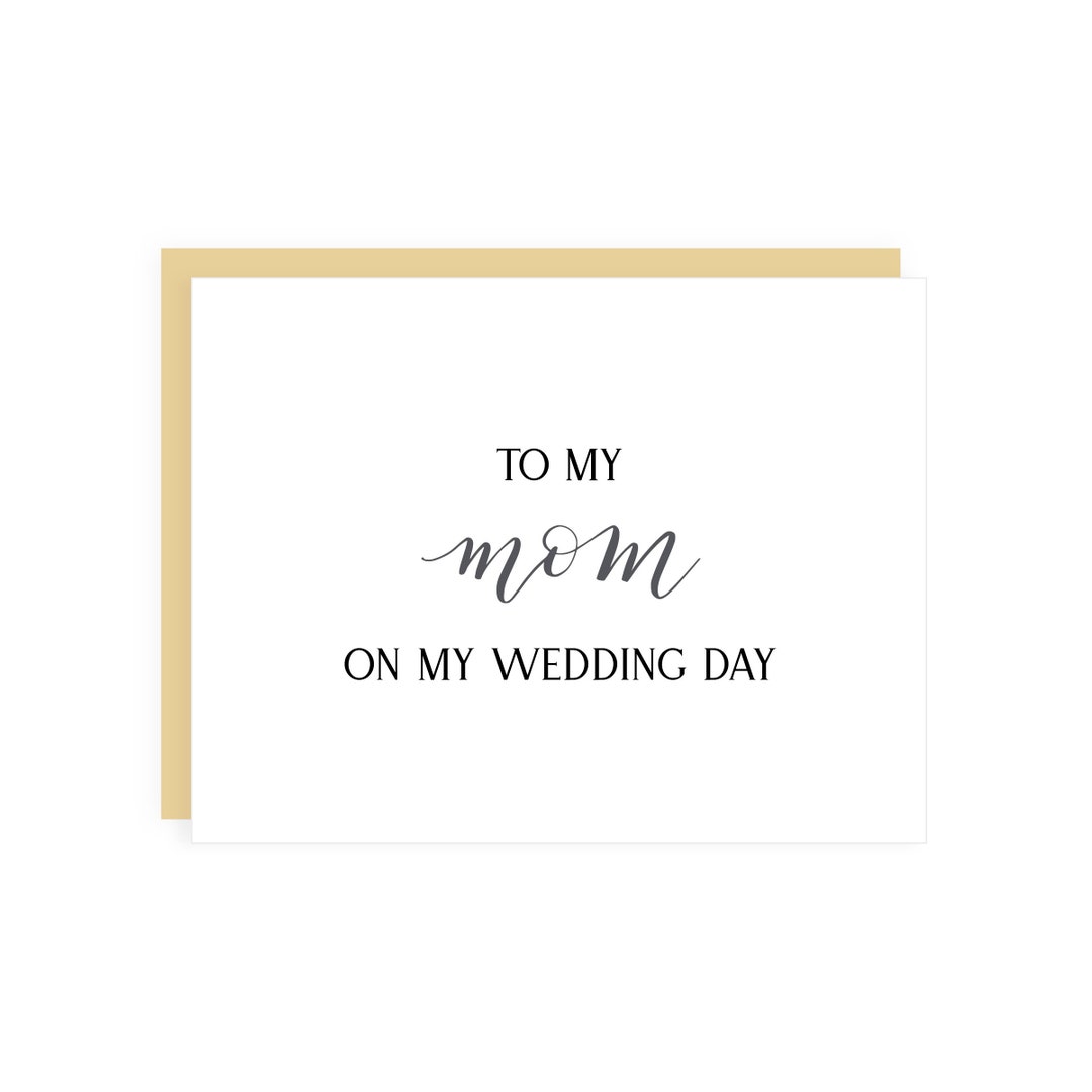 To My Mom On My Wedding Day Card Mother Wedding Card Bride To