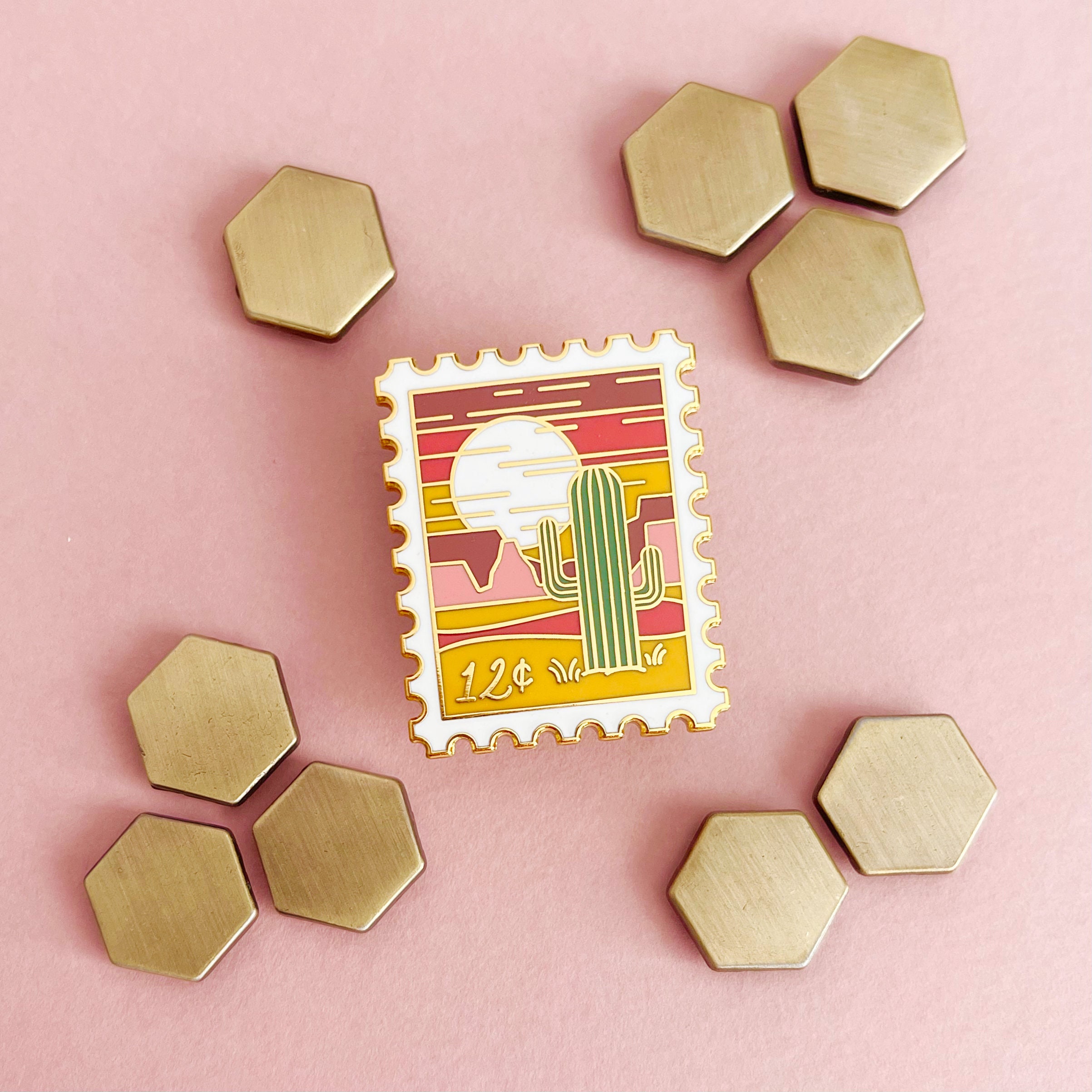 Desert Oasis Postage Stamp Enamel Pin // lapel pin / cactus / | Etsy