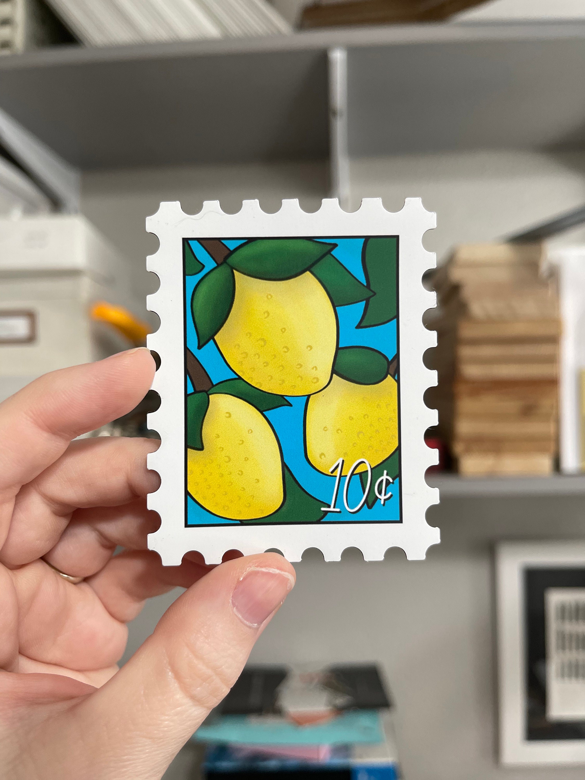 Lemon Postage Stamp Magnet // Lemon Stamp / Lemons Sticker / | Etsy