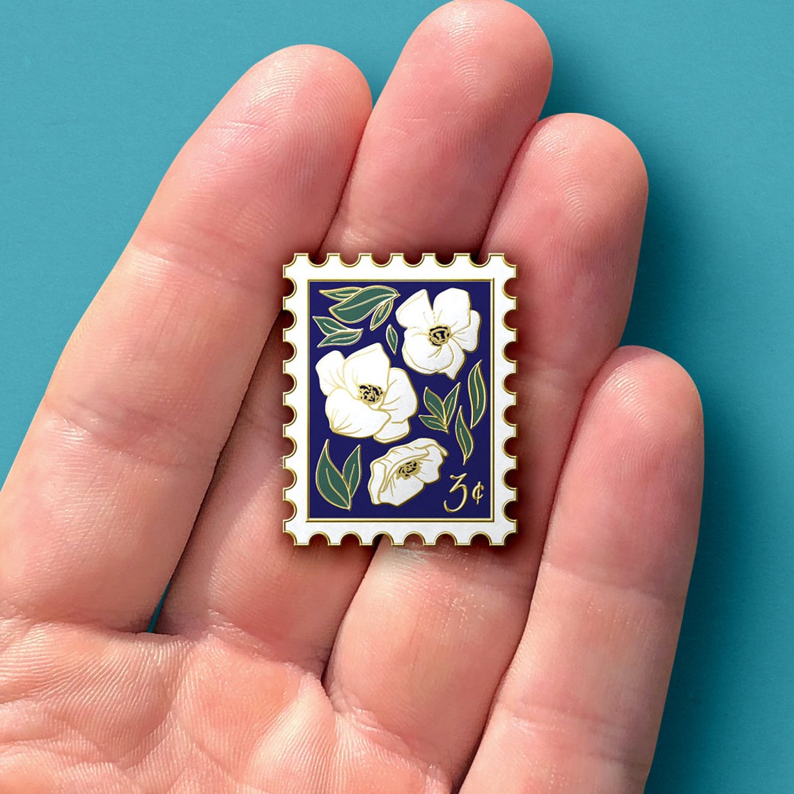 Anemone Postage Stamp Enamel Pin / Lapel Pin / Floral Stamp / - Etsy