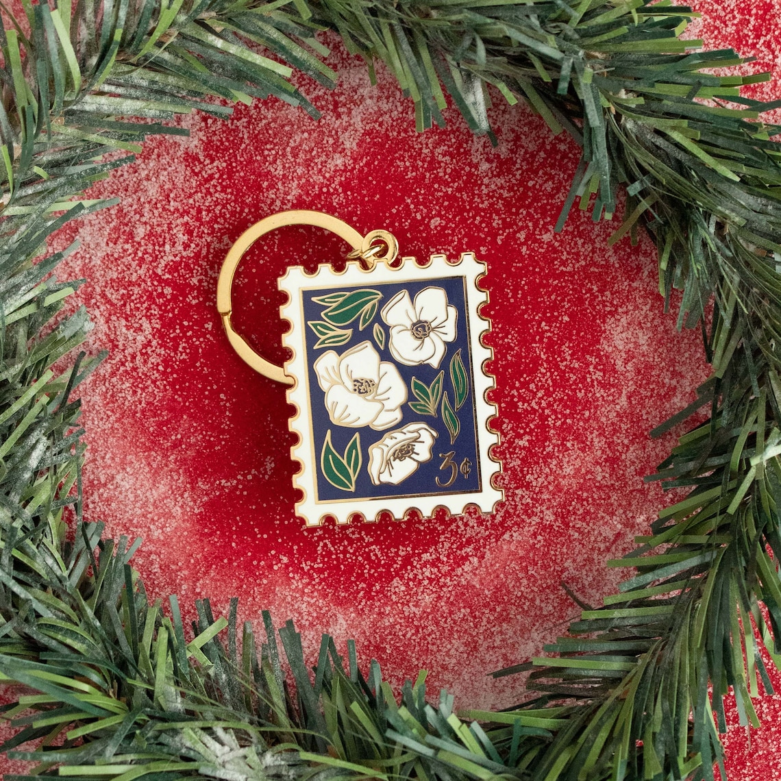 Anemone Postage Stamp Enamel Keychain // Floral Stamp / Postage ...