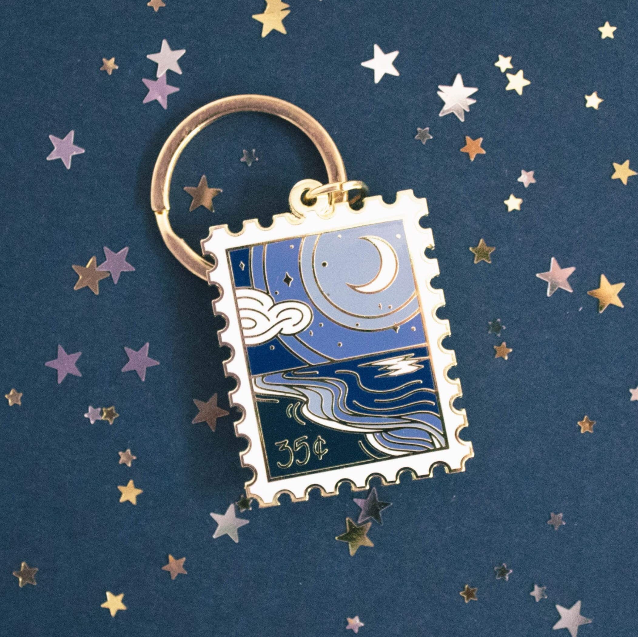 Serene Shore Stamp Enamel Keychain // Ocean Keychain / Postage - Etsy