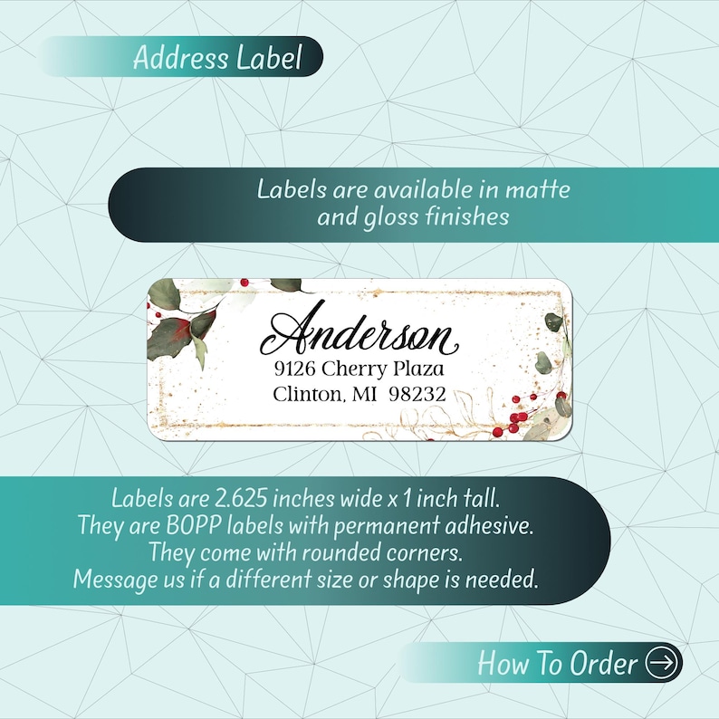 Christmas Return Address Labels - Elegant Custom Mailing Solutions - Etsy