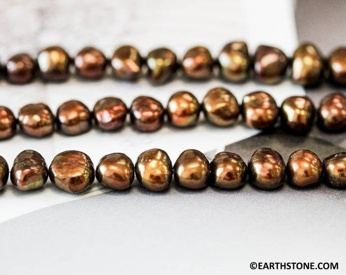 M/ Freshwater Pearl 9-10mm Side-drilled Dyed Copper Color Pearl About ...