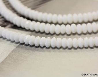 1 Strand Matte White Porcelain Jade Stone Rondelle Necklace - Etsy