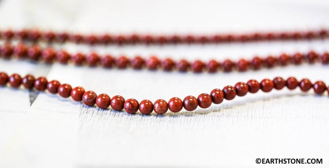 S-XS/ Red Jasper 4mm/ 3mm/ 2mm Round Beads 15.5" Strand Genuine ...
