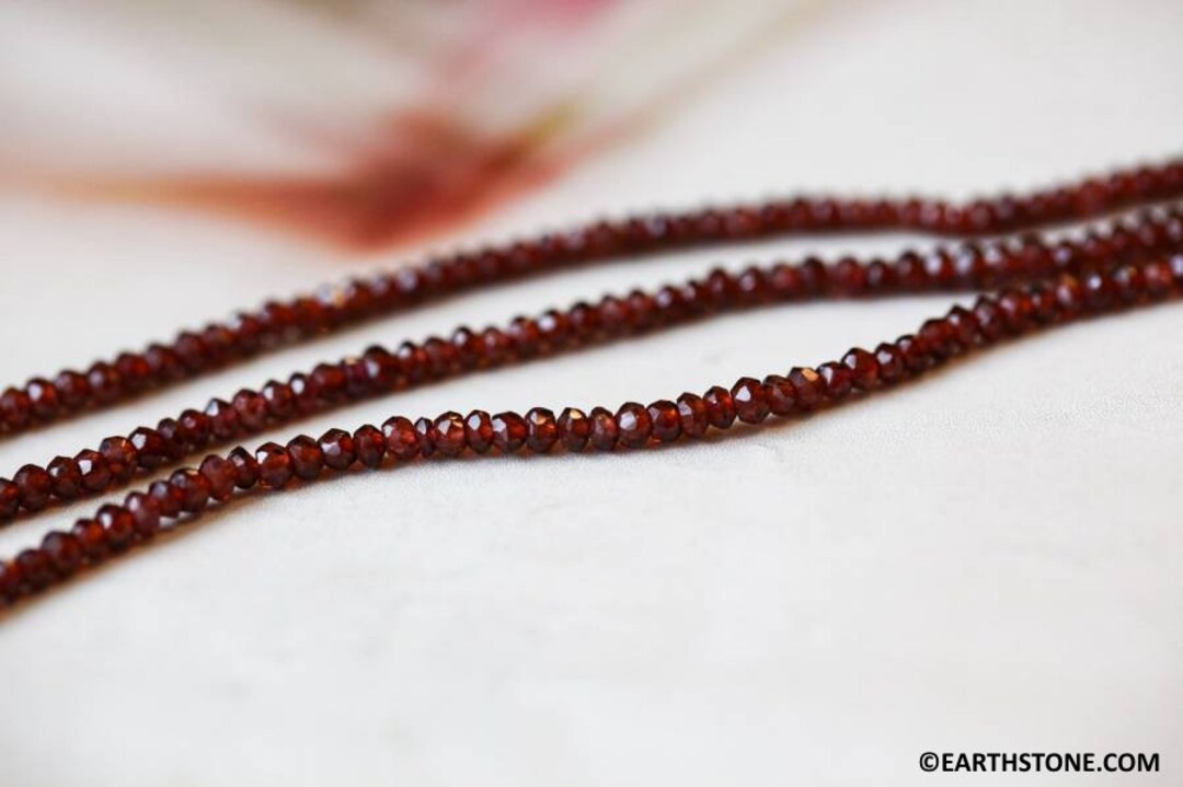 XS/ Garnet 3mm Faceted Rondelle Beads 14" Strand Enhanced Gemstone for ...