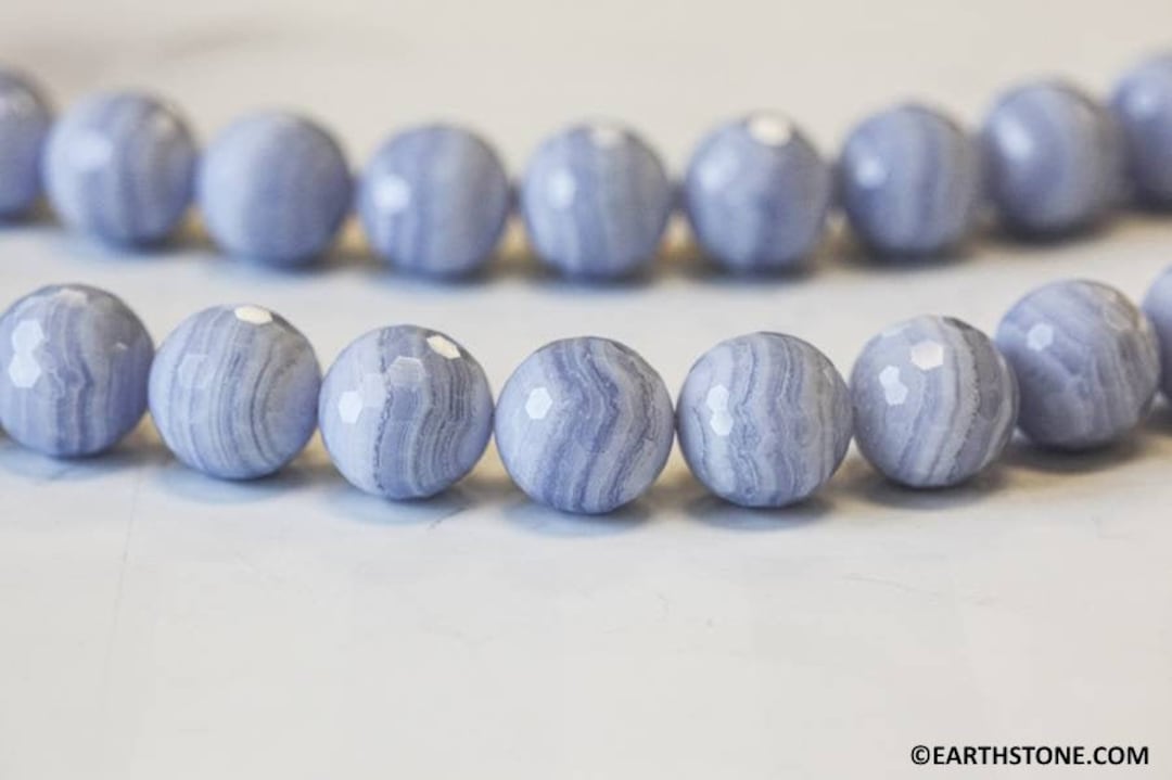 Blue Lace Agate 16mm/ 18mm/ 20mm Faceted Round Beads 15.5