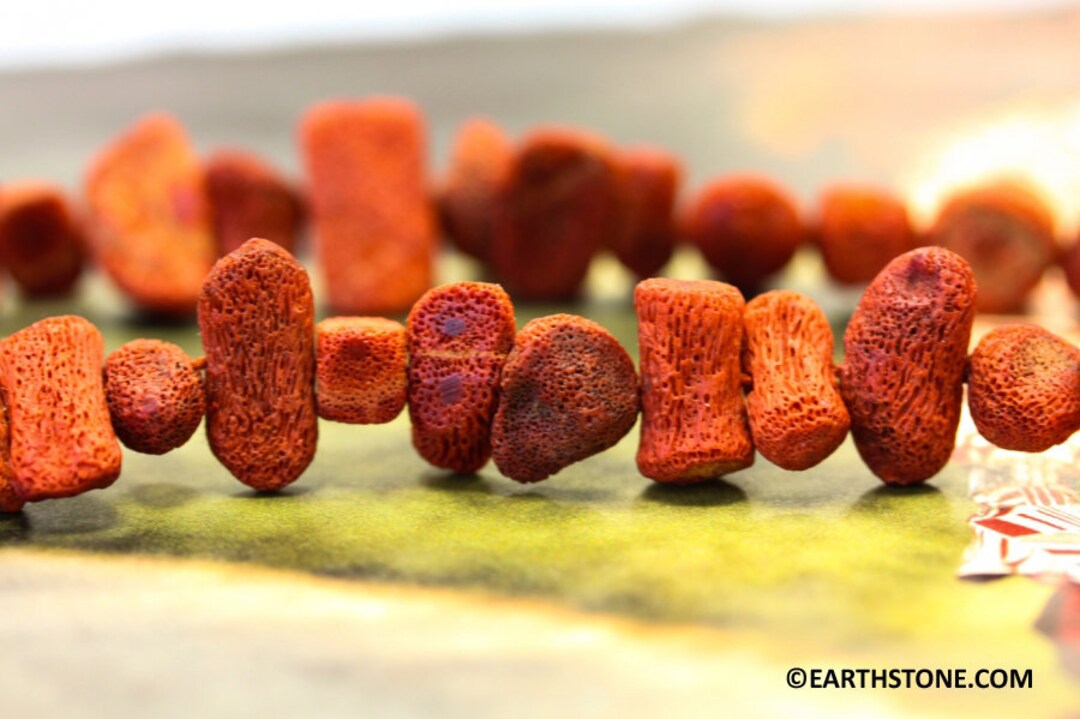 Red Sponge Coral 8-15x Nugget Beads 15" Strand Size Varies Side Drilled ...