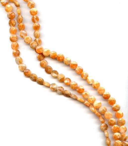 M/ Orange Calcite 10mm/ 8mm Faceted Coin Beads 16 Strand - Etsy