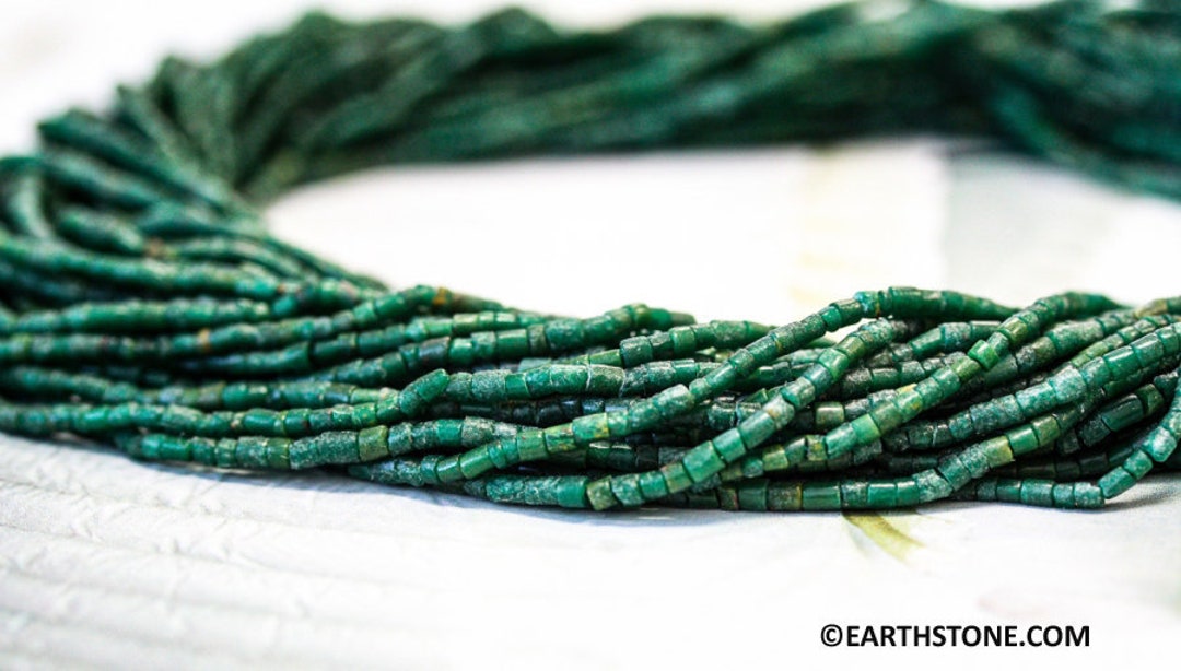 XS/ African Jade 2x2mm Tube Beads 15.5 Strand Natural Green Verdite ...
