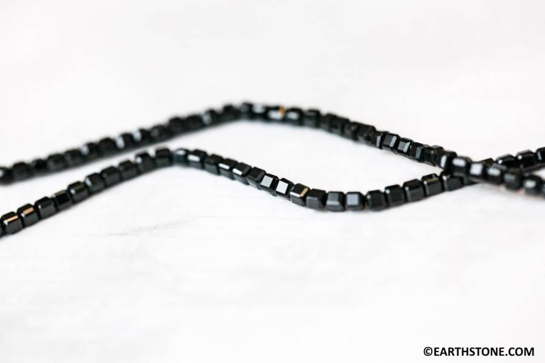 XS/ Black Spinel 2.5mm Beveled Cube Beads 15.5" Strand Natural Gemstone ...