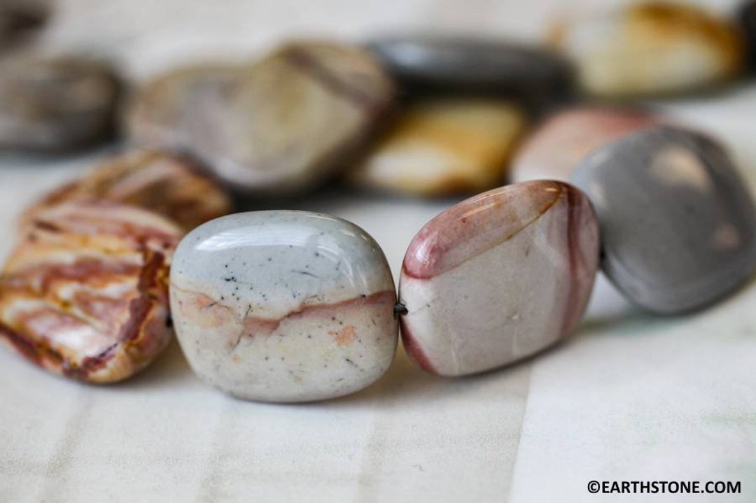 XL/ African Agate 24x28mm Flat Rectangle Beads 16" Strand Natural Agate ...