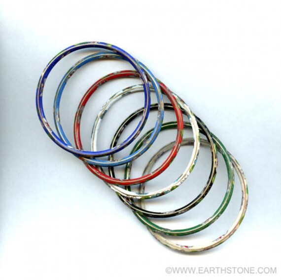 D65/ Set of 7 Vintage Chinese Cloisonné Bangles Assor… - Gem