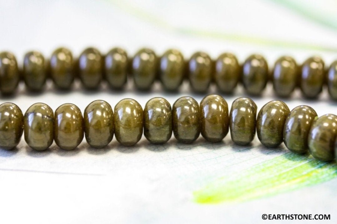 M-S/ Soocho Jade 10mm/ 8mm/ 6mm Rondelle Beads 15.5" Strand Enhanced ...