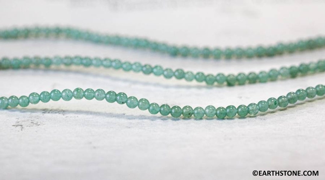XS/ Aventurine 3mm Round Beads 15.5" Strand Natural Gemstone Quartz ...