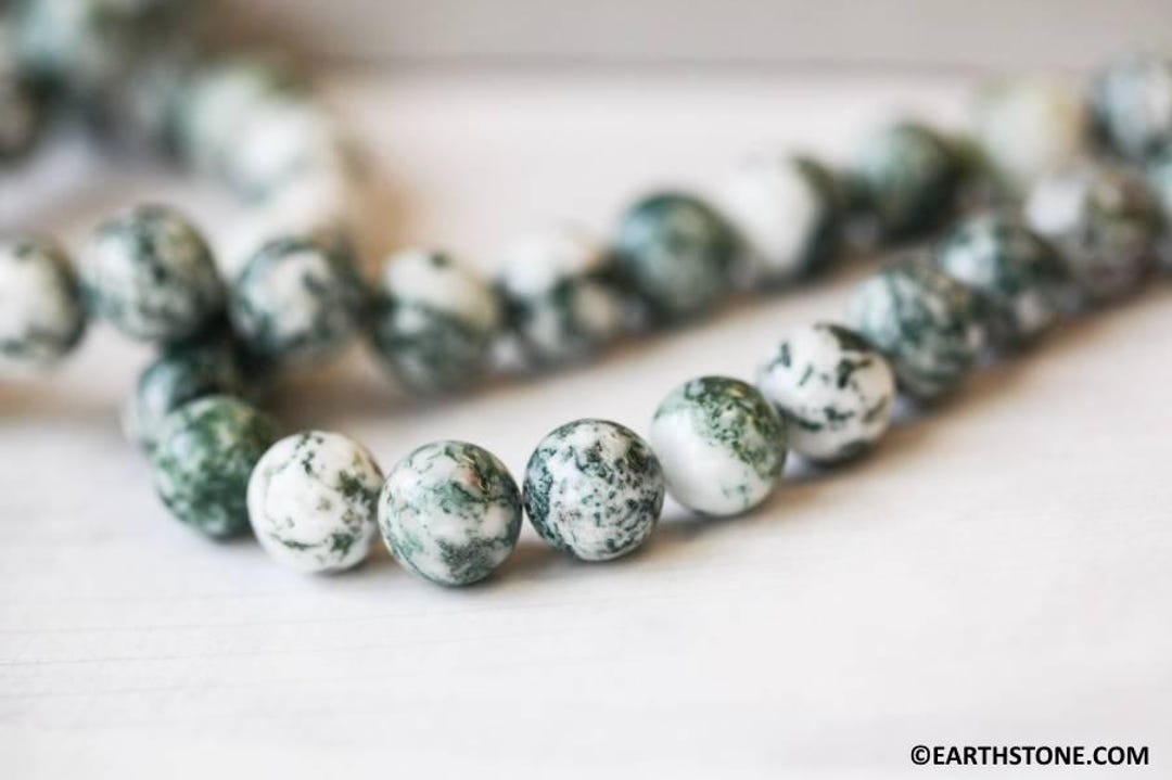 M/ Tree Agate 10mm Round Beads 16" Strand Natural Agate Gemstone Beads ...