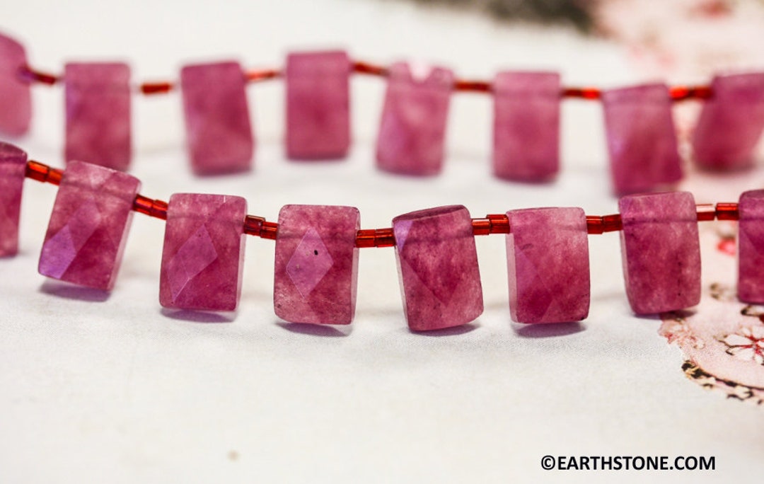 M/ Purple Jade 8x12mm Cushion Cut Drop Beads 16" Strand Dyed Nephrite ...