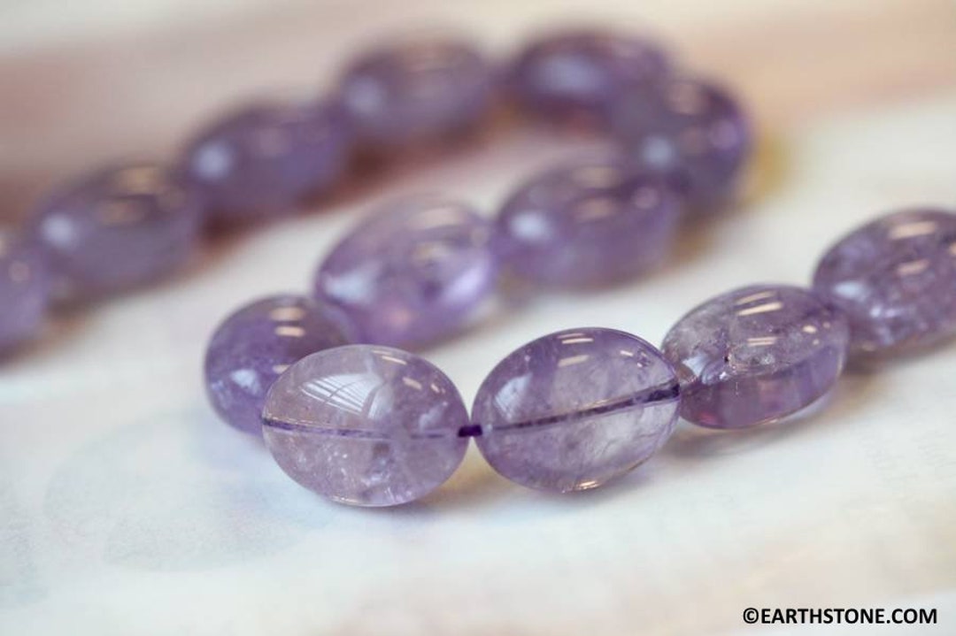 L/ Amethyst 15x20mm Oval Pebble Beads 16" Strand Enhanced Light Purple ...