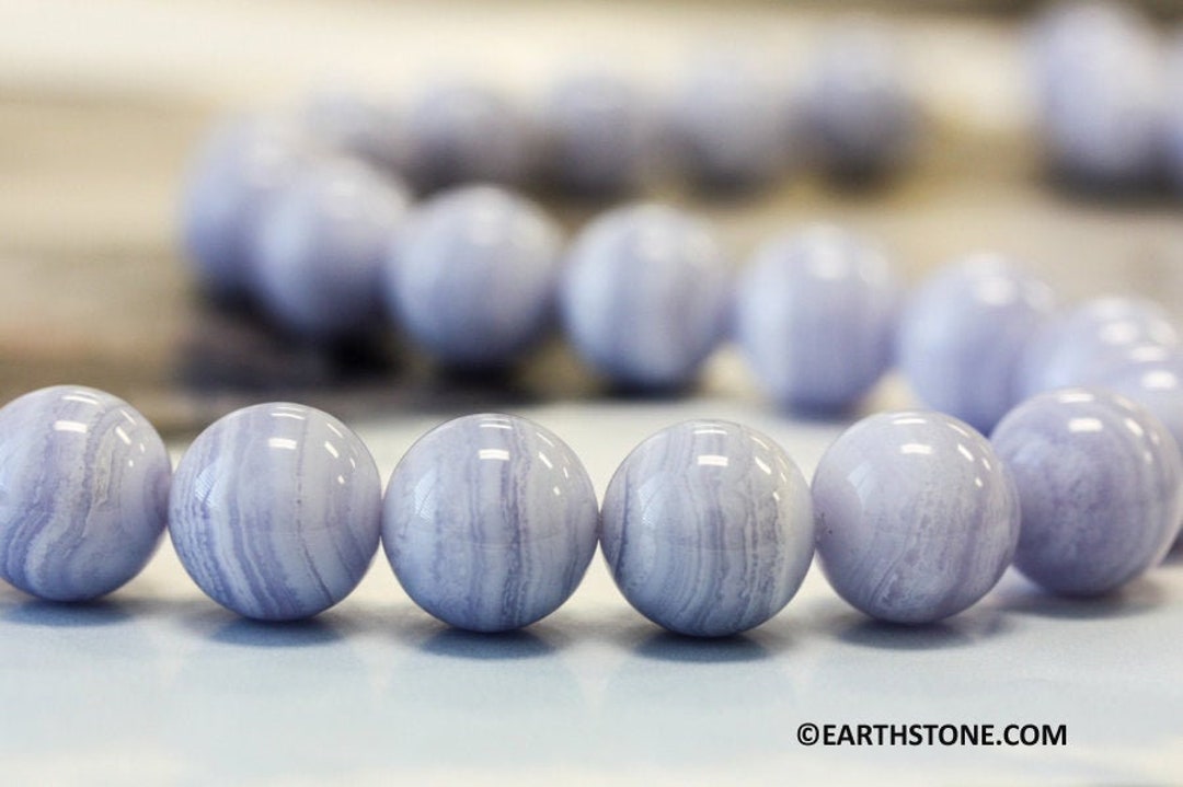 L/ Blue Lace Agate 16mm Round Beads 16