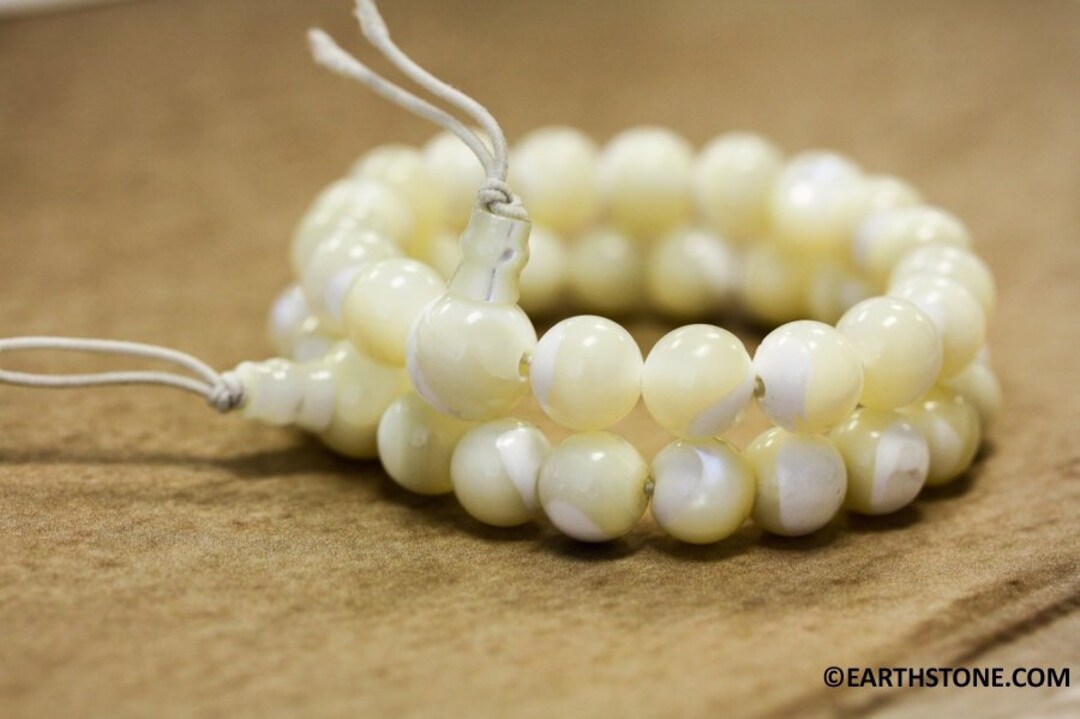 Mother of Pearl Power Bead Bracelet, 8mm White Shell Stretch Cord - Etsy