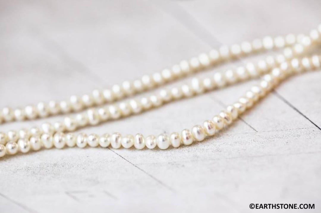 S/ Freshwater Pearl 4mm Potato Beads 16" Strand Size Varies Natural ...