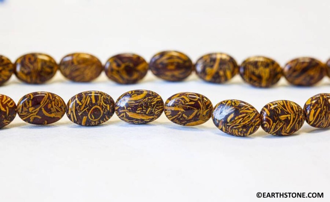 M-L/ Elephant Skin Jasper 10x14mm/ 15x20mm/ 18x25mm Flat Oval Beads 15. ...