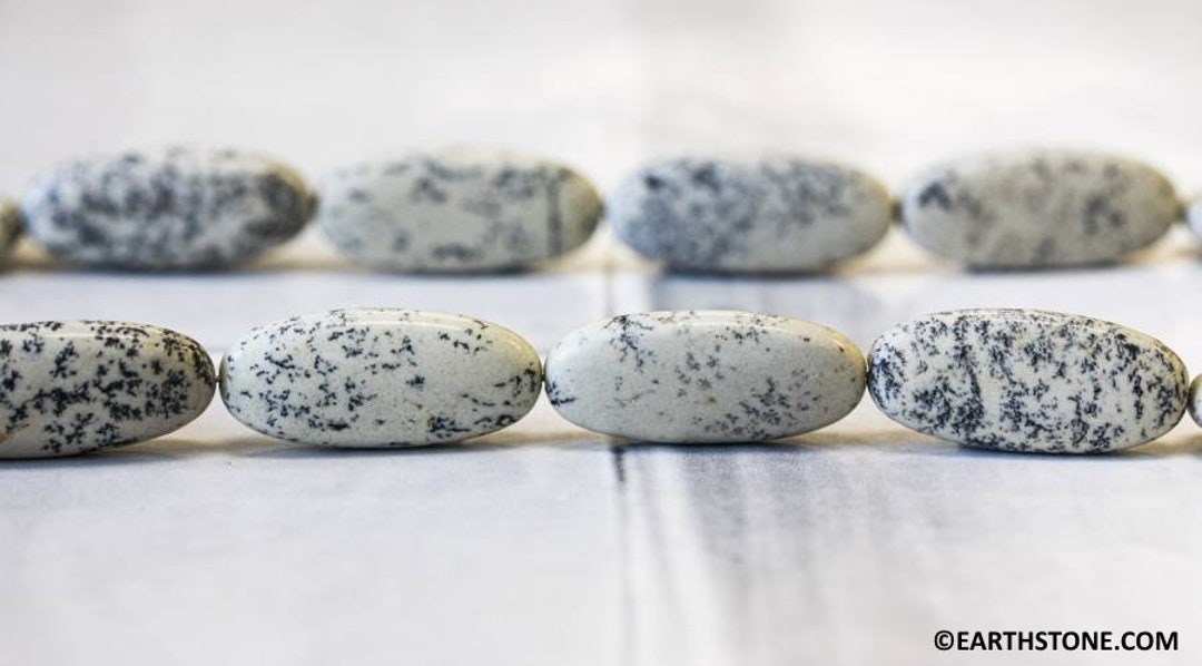 L/ Black Spot Jasper 15x34mm/ 15x20mm/ 13x18mm Flat Oval Beads 15.5 ...