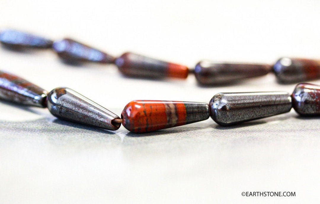 M/ Tiger Iron Jasper 6x16mm/ 9x22mm Teardrop Beads 16 - Etsy UK