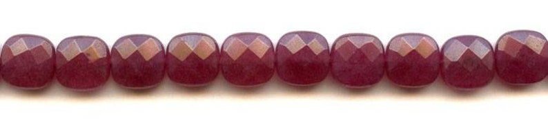 M/ Purple Jade 10x10mm Square Cushion Cut 16" Strand Dyed Nephrite Jade ...