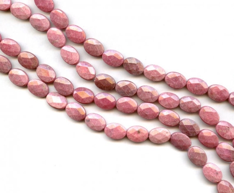 L/ Rhodonite 13x18mm/ 15x20mm/ 18x25mm Faceted Flat Oval Beads - Etsy