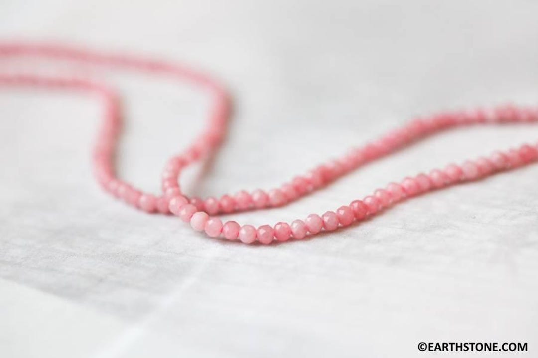 XS/ Pink Aragonite 2mm/ 3mm Faceted Round Beads 15.5