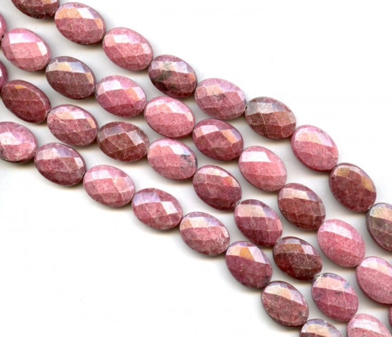 L/ Rhodonite 13x18mm/ 15x20mm/ 18x25mm Faceted Flat Oval Beads - Etsy