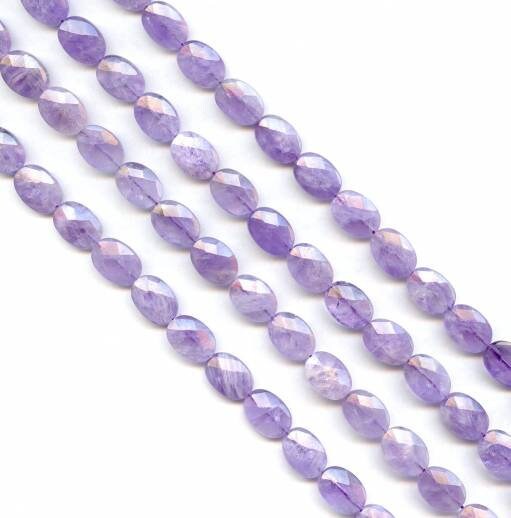 M/ Cape Amethyst 13x18mm Faceted Flat Oval Beads 15.5" Strand Light ...