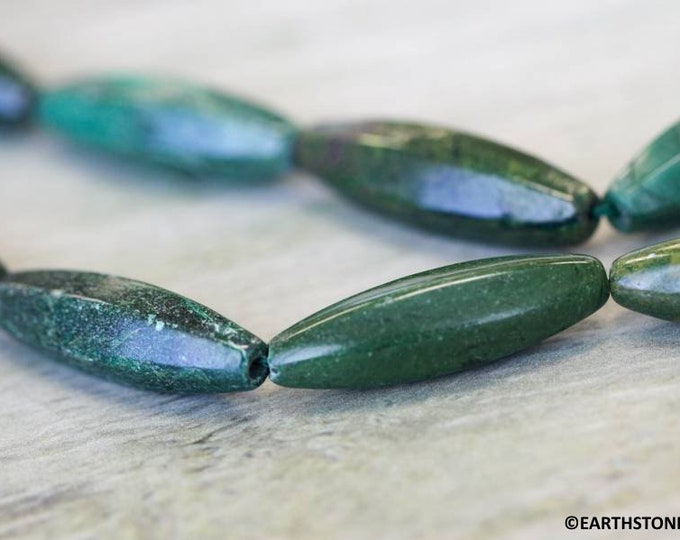 M/ African Jade 10x35mm 6-sided Oval Rice Beads 16" Strand Size Varies ...