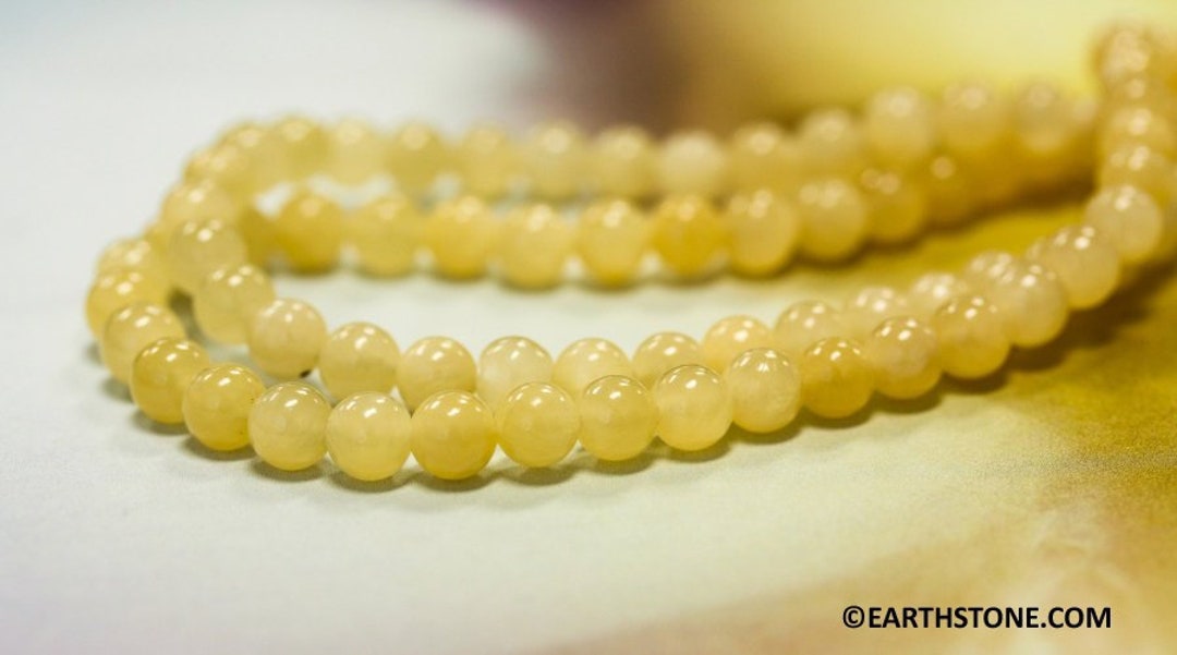 S-M/ Yellow Calcite 6.5mm/ 8mm Round Beads 15.5" Strand Calcite Round ...
