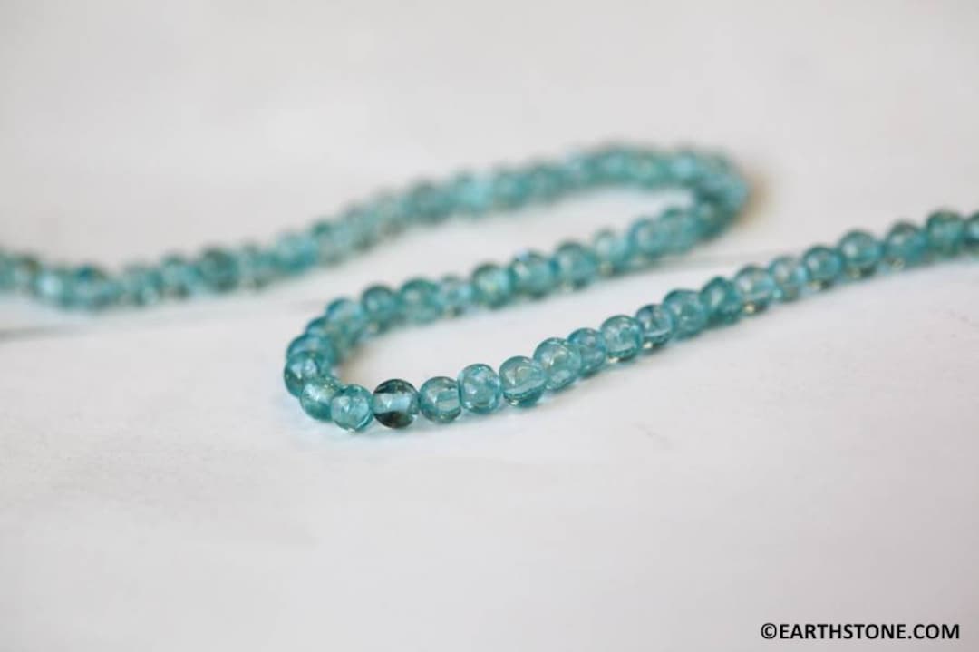 XS/ Apatite 3.5mm Round Beads 14" Strand Natural Blue Gemstone Beads ...