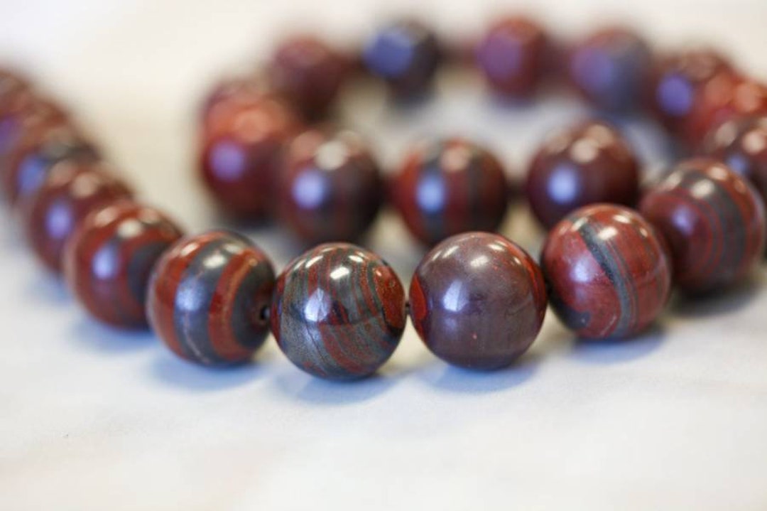 L/ Tiger Iron Jasper 18mm Round Beads 15.5" Strand Genuine Jasper ...