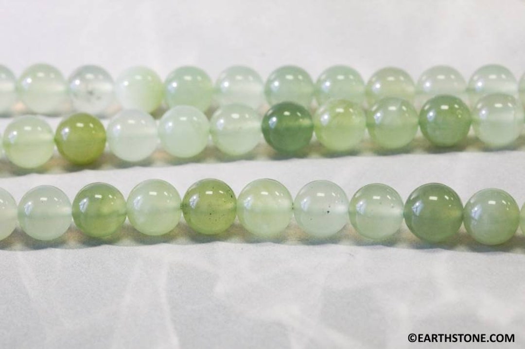 M/ New Jade 10mm/ 12mm Round Beads 16" Strand Light Green Nephrite Jade ...