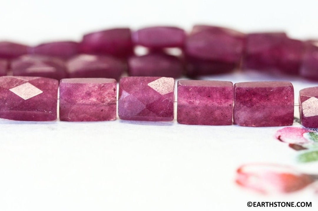 M/ Purple Jade 7x10mm Faceted Flat Rectangle Beads 16" Strand Dyed ...