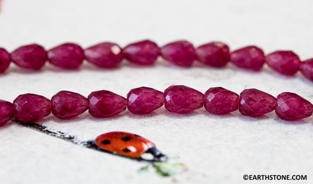 S/ Purple Jade 5x7mm Faceted Teardrop Beads 15" Strand Dyed Nephrite ...