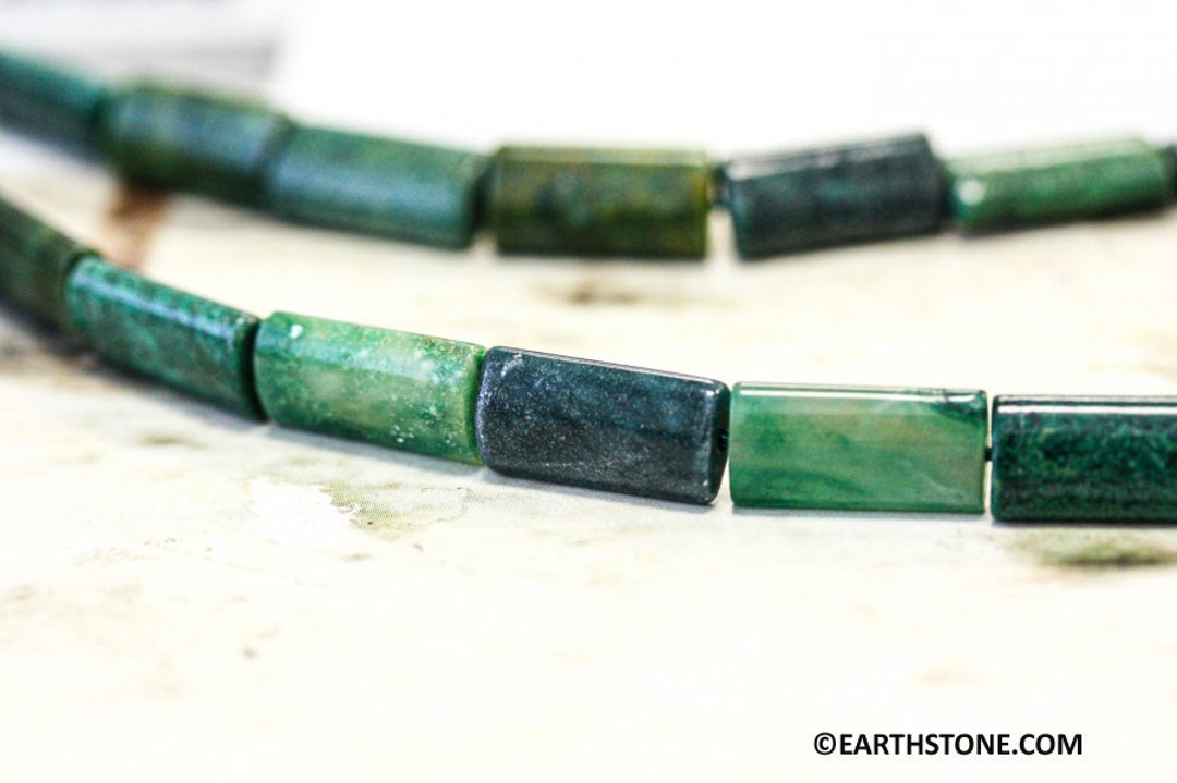 M/ African Jade 8x16mm Oval Tube Beads 16" Strand Natural Verdite ...